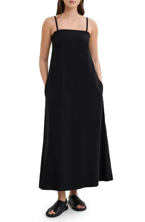 MARCELLA Aine Cotton & Linen Voile Dress - Black