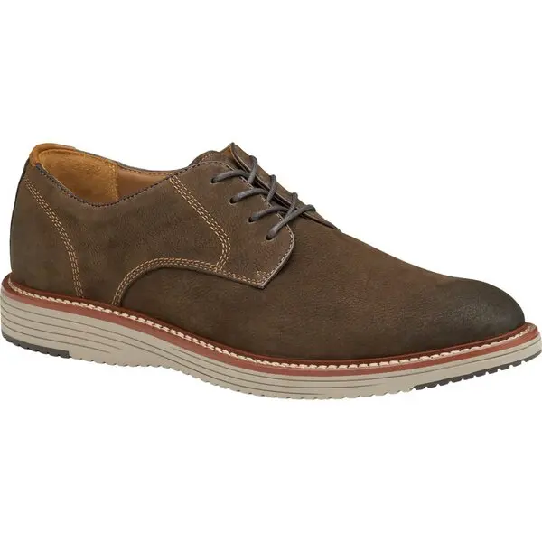 Johnston & Murphy Upton Plain Toe Derby - Dk Brown Nubuck