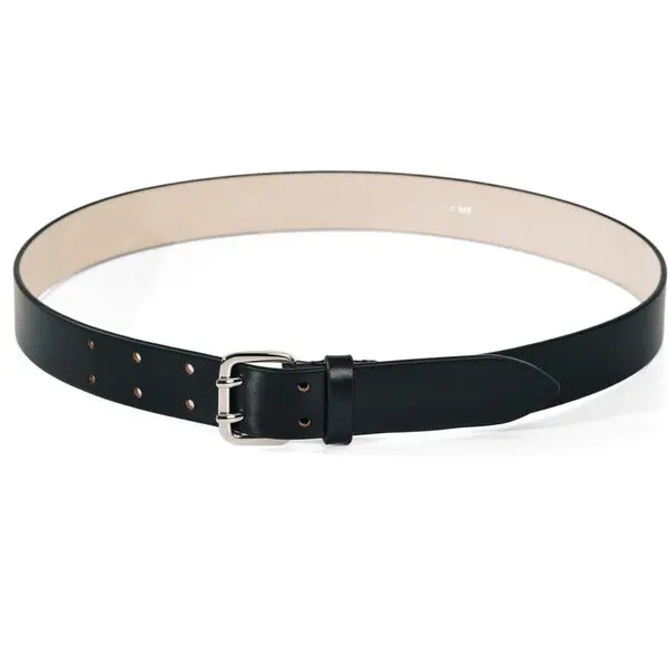 DEHANCHE Mini Hutch Leather Belt - Black/ Silver