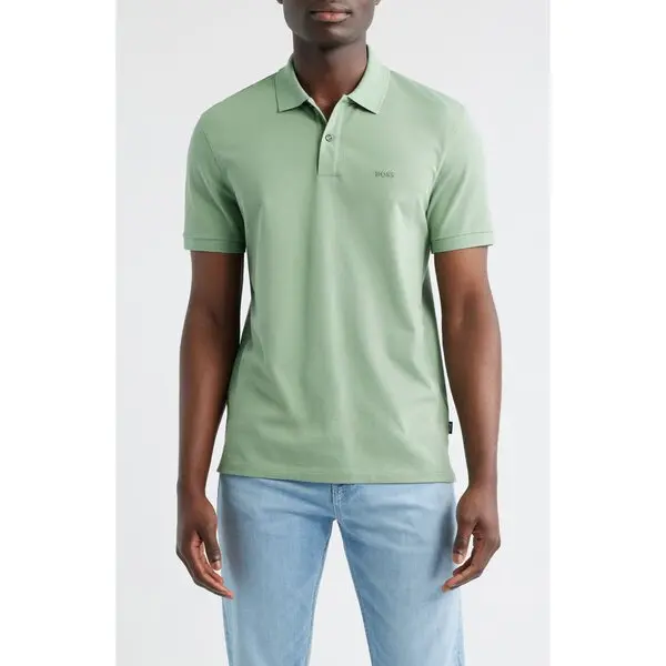 BOSS Pallas Cotton Polo - Green Ii