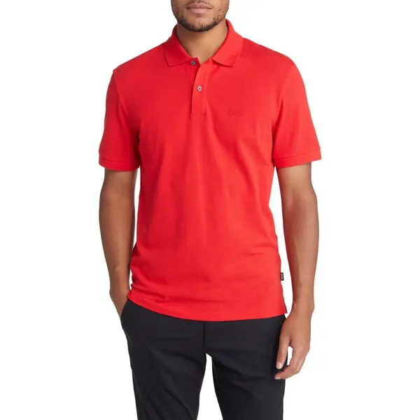 BOSS Pallas Cotton Polo - Medium Red