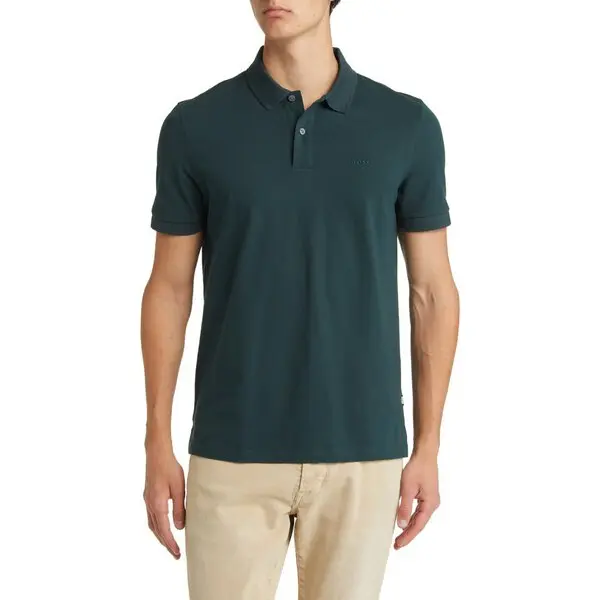 BOSS Pallas Cotton Polo - Open Green