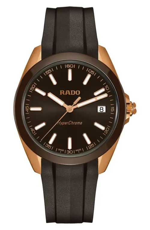 RADO Hyperchrome Rubber Strap Watch - Brown