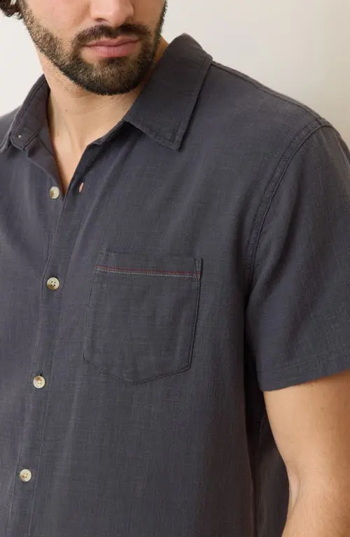 Marine Layer Classic Solid Short Sleeve Stretch Cotton Selvage Button-up Shirt