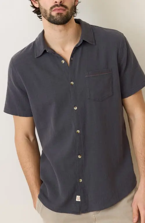 Marine Layer Classic Solid Short Sleeve Stretch Cotton Selvage Button-up Shirt