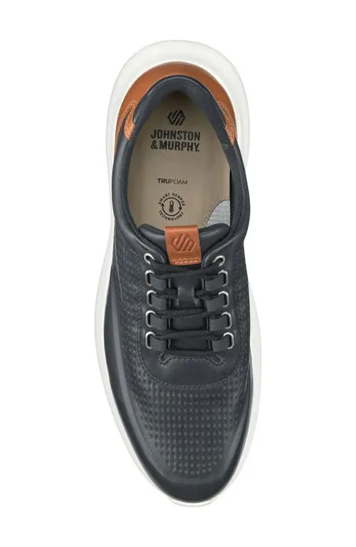 Johnston & Murphy U-throat Leather Sneaker - Black Full Grain