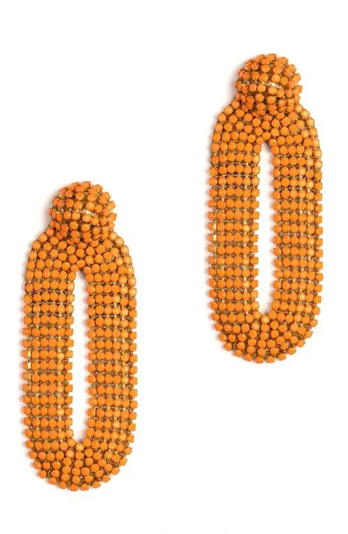 Deepa Gurnani Bianca Crystal Drop Earrings - Orange