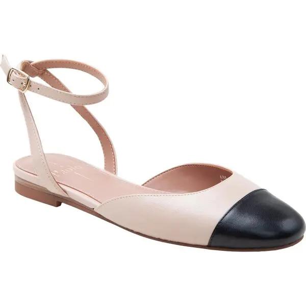Linea Paolo Ankle Strap Flat - Ballet Pink/black