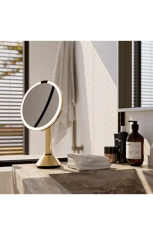 SIMPLEHUMAN 8-inch Sensor Rechargeable Tabletop Mirror - Brass