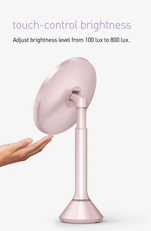 SIMPLEHUMAN 8-inch Sensor Rechargeable Tabletop Mirror - Pink