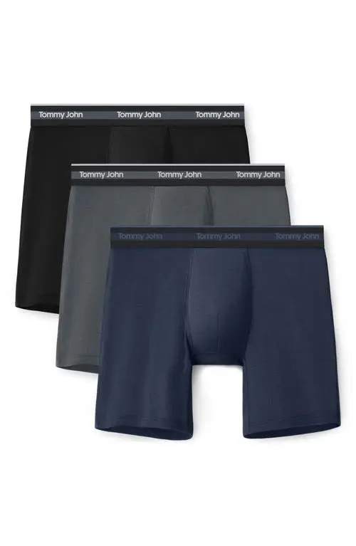 Tommy John 3-pack Comfort Micro 6-inch Boxer Briefs - Black/ Turbulence Dress Blues