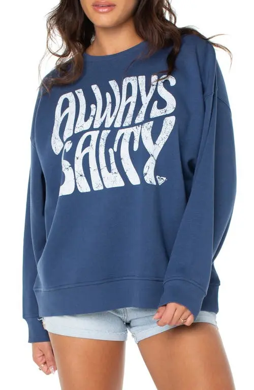 Roxy Morning Hike Oversized Graphic Sweatshirt - Sargasso Sea Always Salty
