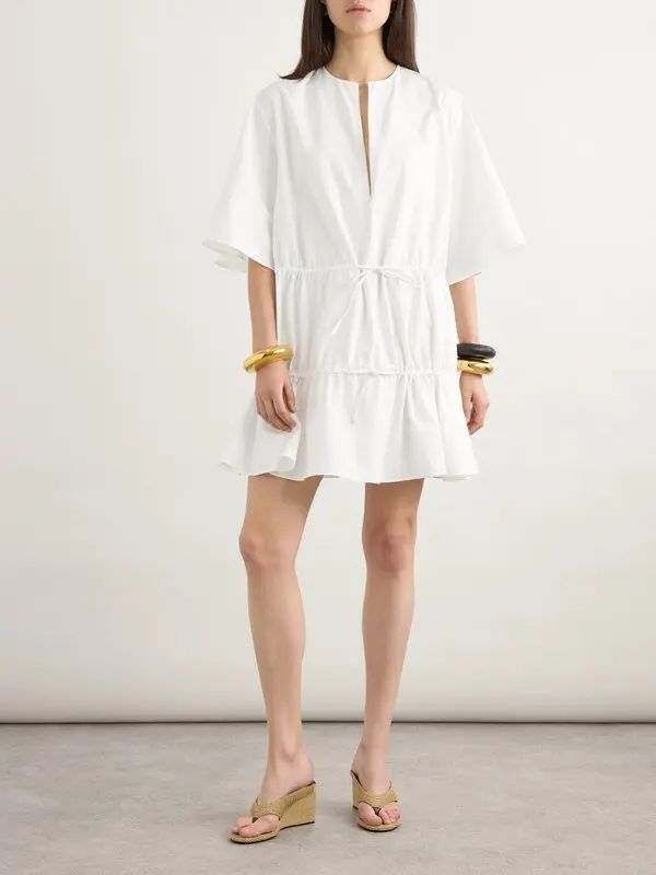 Alaïa Gathered Cotton-poplin Mini Dress - White