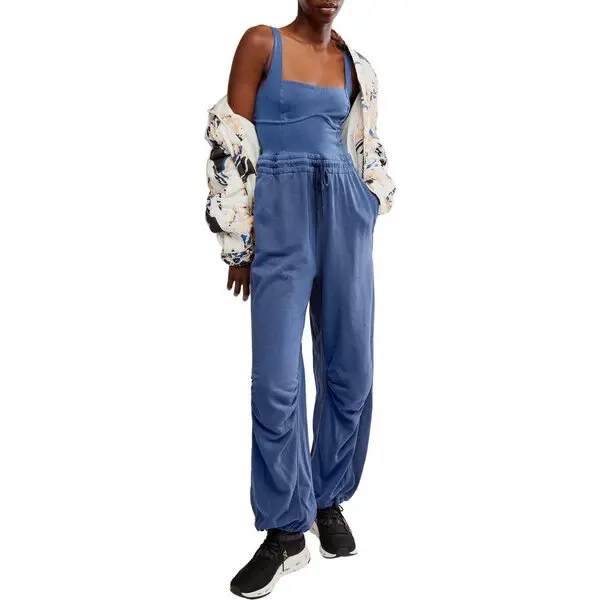Free People Inbound Stretch Cotton Jumpsuit - Midnight Navy