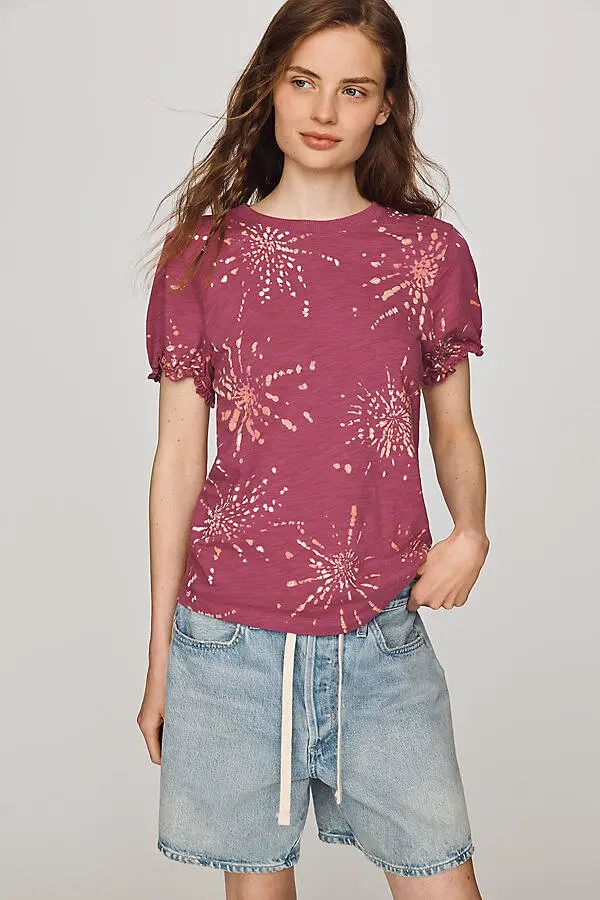 PILCRO Bennie Cotton Puff Sleeve T-shirt - Violet