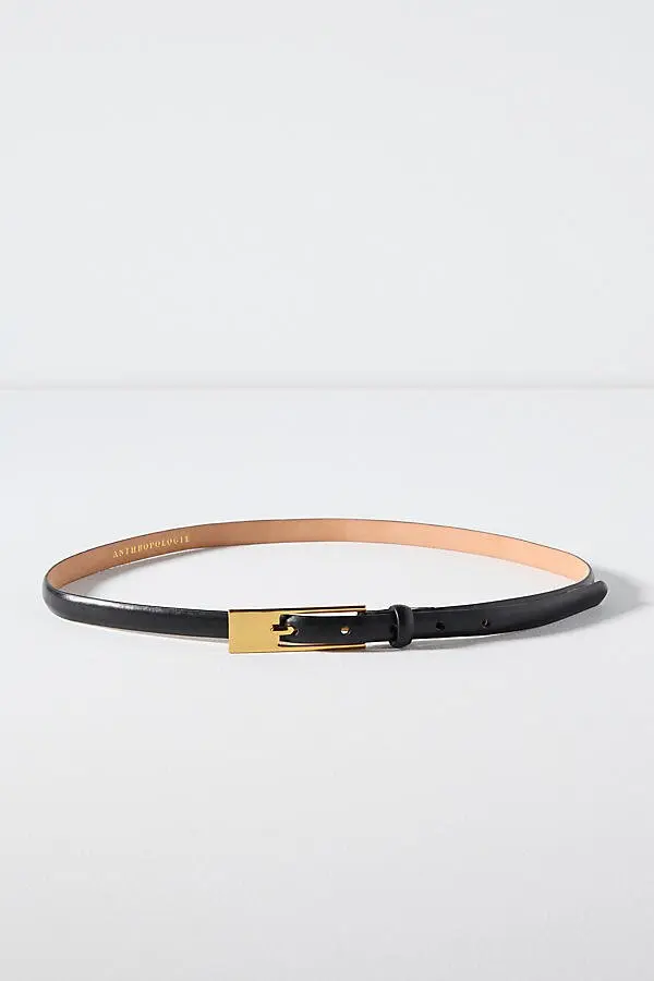 Maeve Skinny Square Buckle Belt - Black