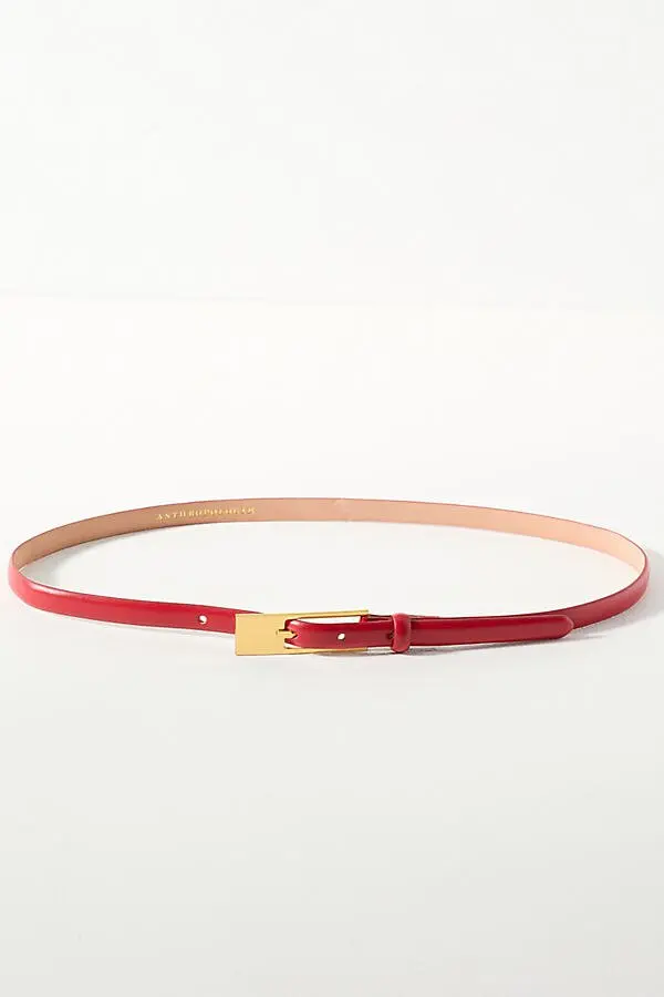 Maeve Skinny Square Buckle Belt - Red