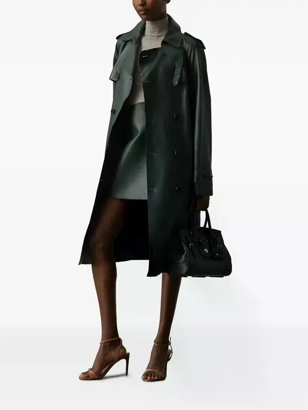 Ralph Lauren Leather Wrap Miniskirt With Double Buckle Detail