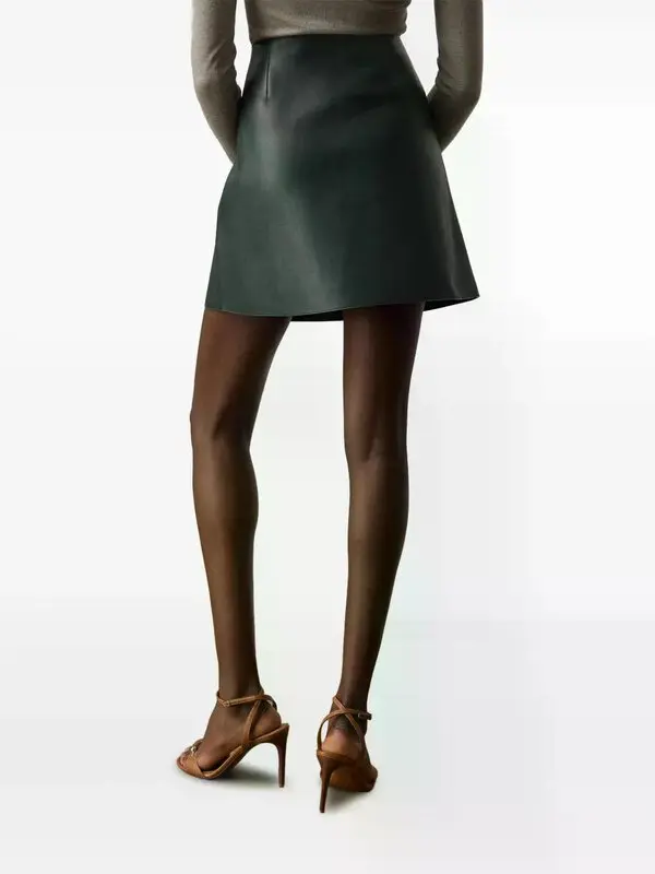 Ralph Lauren Leather Wrap Miniskirt With Double Buckle Detail