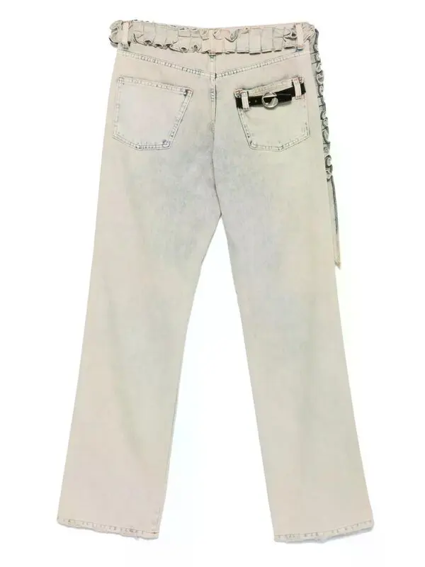 Coperni Ruffle-detail Boyfriend Jeans - Neutrals