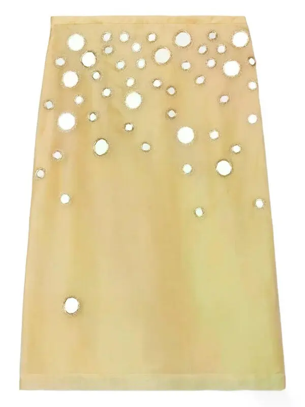 Tory Burch Embellished Mirror Circle Skirt - Neutrals