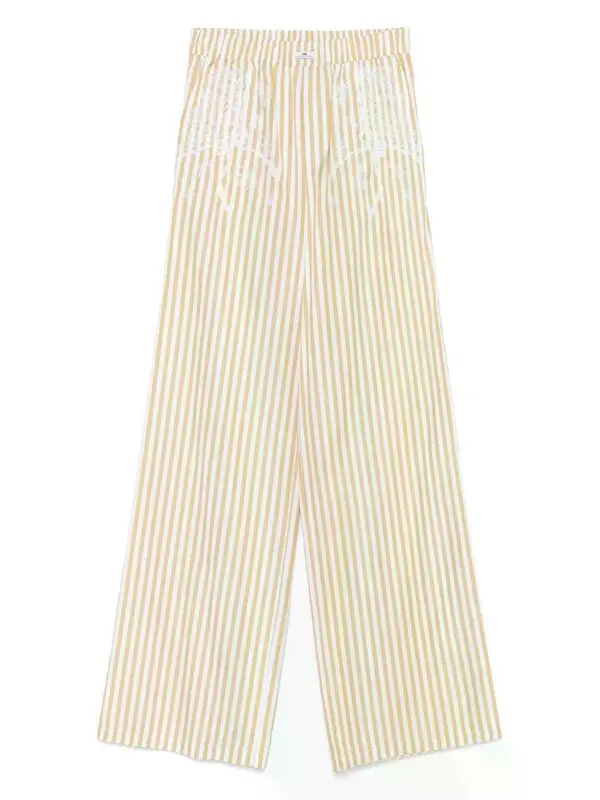Elisabetta Franchi Striped Cotton Pants - White