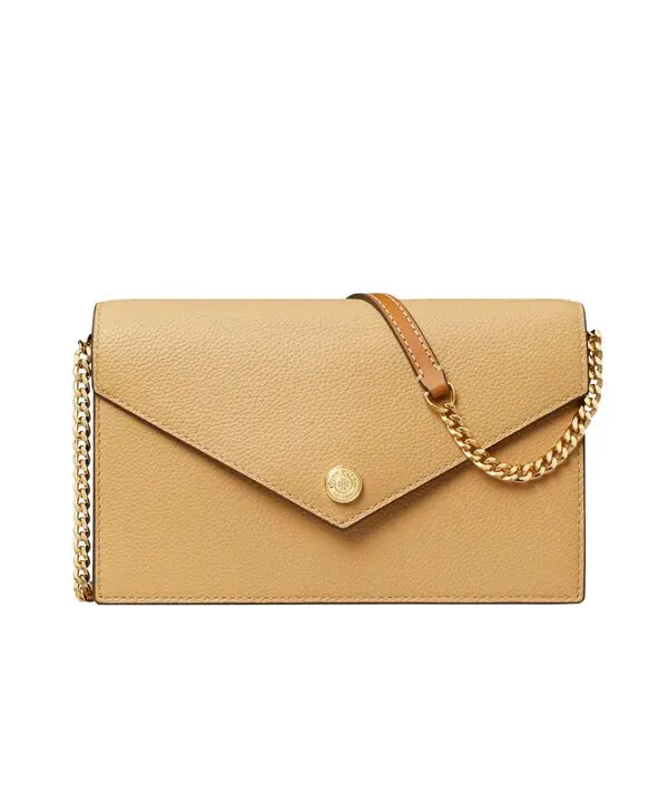 Tory Burch Pebble Envelope Chain Wallet - Biscotti