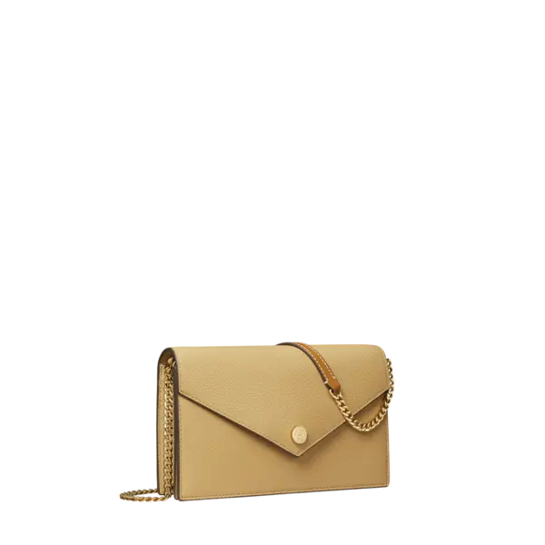 Tory Burch Pebble Envelope Chain Wallet - Biscotti