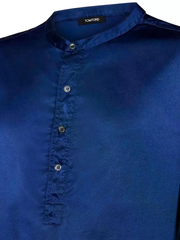 TOM FORD Henley Long-sleeve Pajama T-shirt - Blue