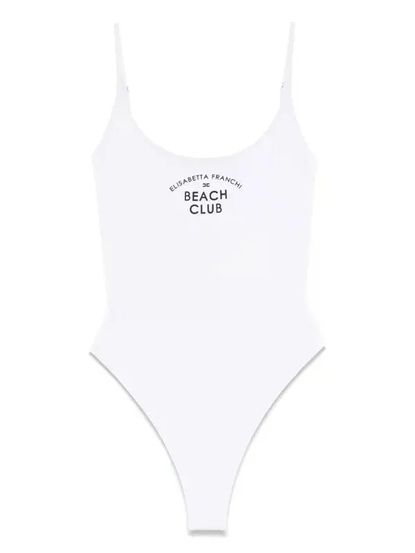 Elisabetta Franchi Logo-print Sleeveless Swimsuit - White