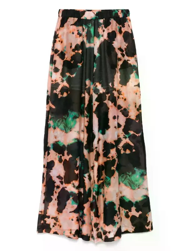 ROBERTO COLLINA Abstract-print Wide-leg Trousers