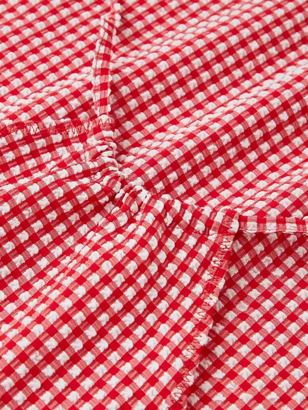 Hunza G Gingham Seersucker Halter Top - Red Gingham