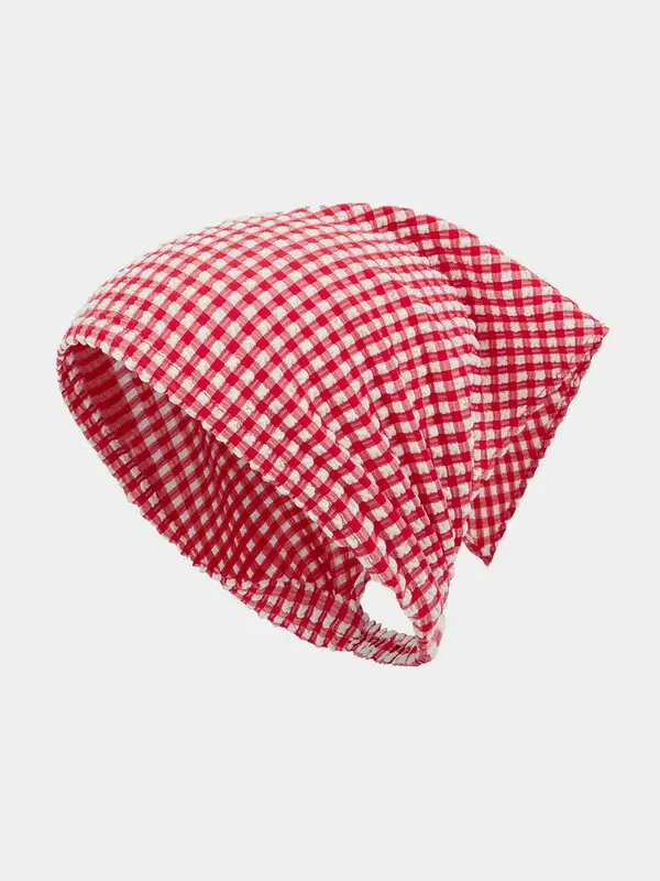 Hunza G Gingham Headscarf - Red Gingham