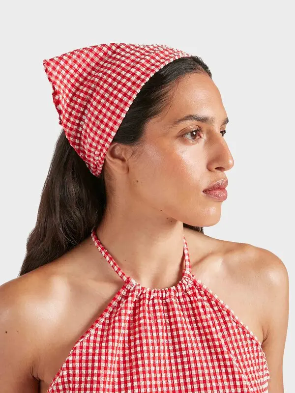 Hunza G Gingham Headscarf