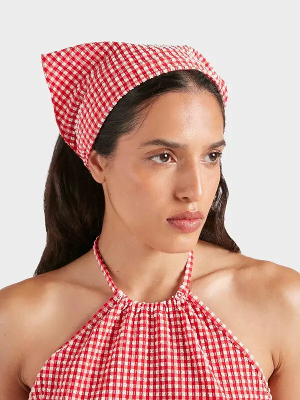 Hunza G Gingham Headscarf