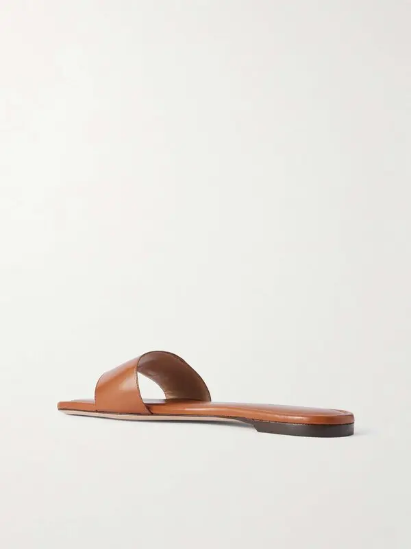 TOM FORD Embellished Leather Slides - Tan