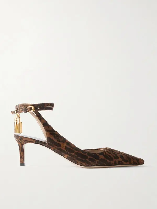TOM FORD Padlock Leopard-print Suede Pumps