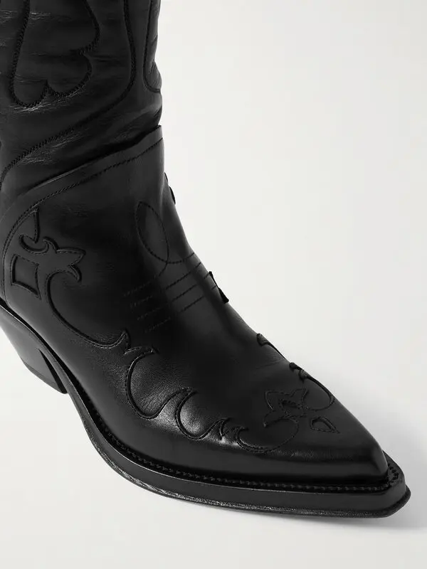 Gabriela Hearst Capitana Embroidered Leather Knee Boots - Black
