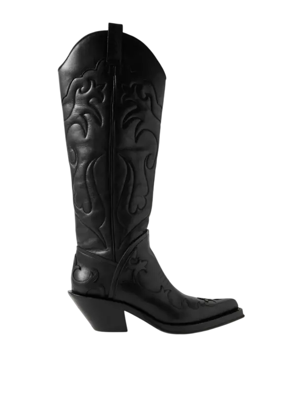 Gabriela Hearst Capitana Embroidered Leather Knee Boots - Black