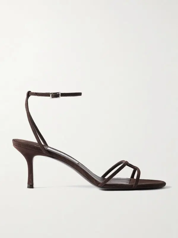 JIMMY CHOO Leo 65 Suede Sandals - Brown