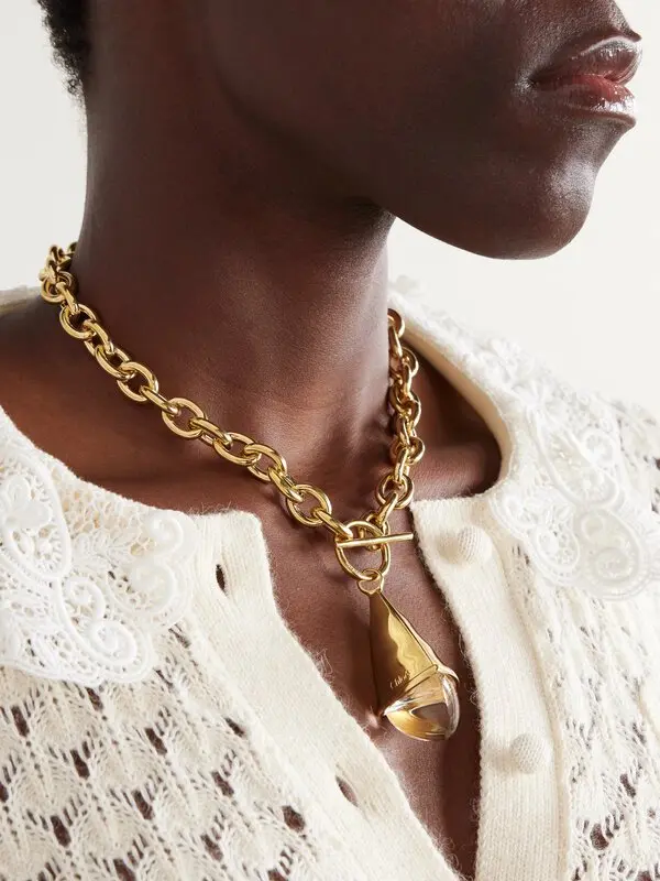 Chloé Tone And Resin Pendant Necklace