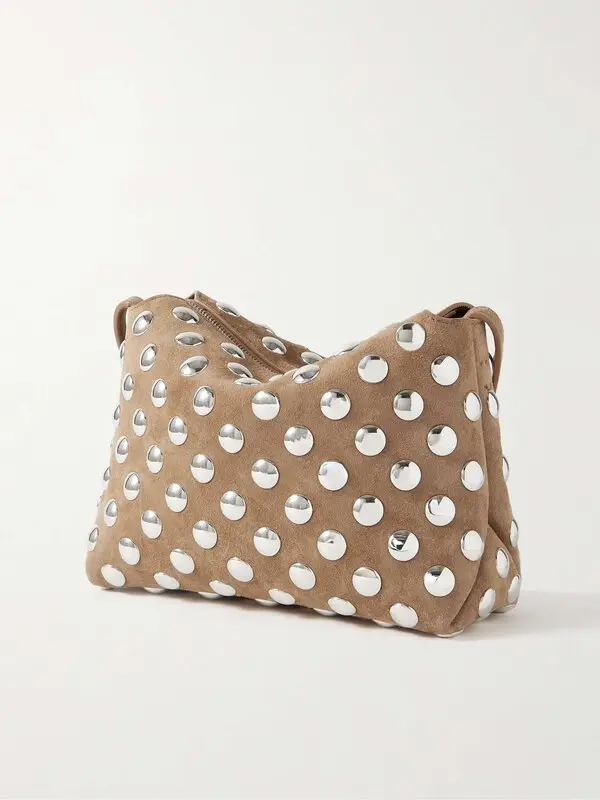 Khaite Lina Medium Studded Suede Shoulder Bag