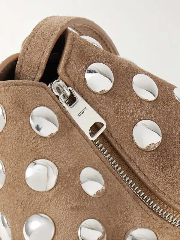 Khaite Lina Medium Studded Suede Shoulder Bag