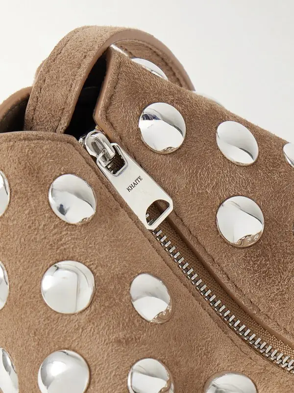 Khaite Lina Medium Studded Suede Shoulder Bag