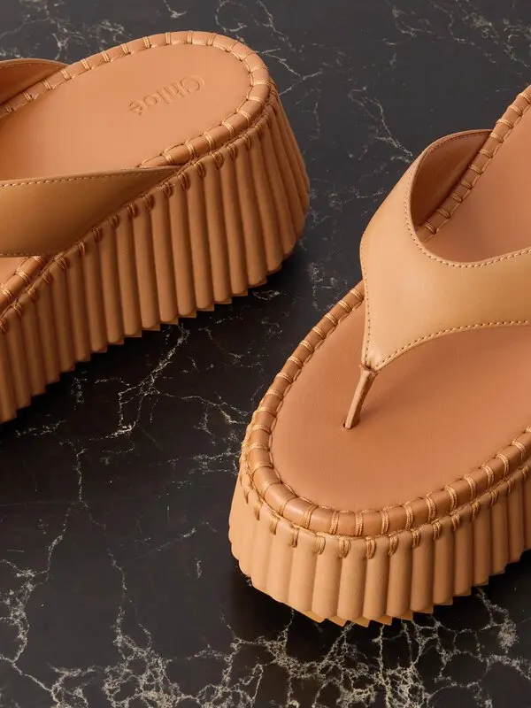 Chloé Nama Leather Platform Flip Flops