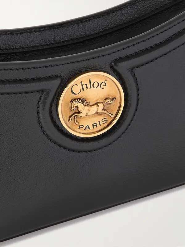 Chloé Textured-leather Shoulder Bag With Horse Medal