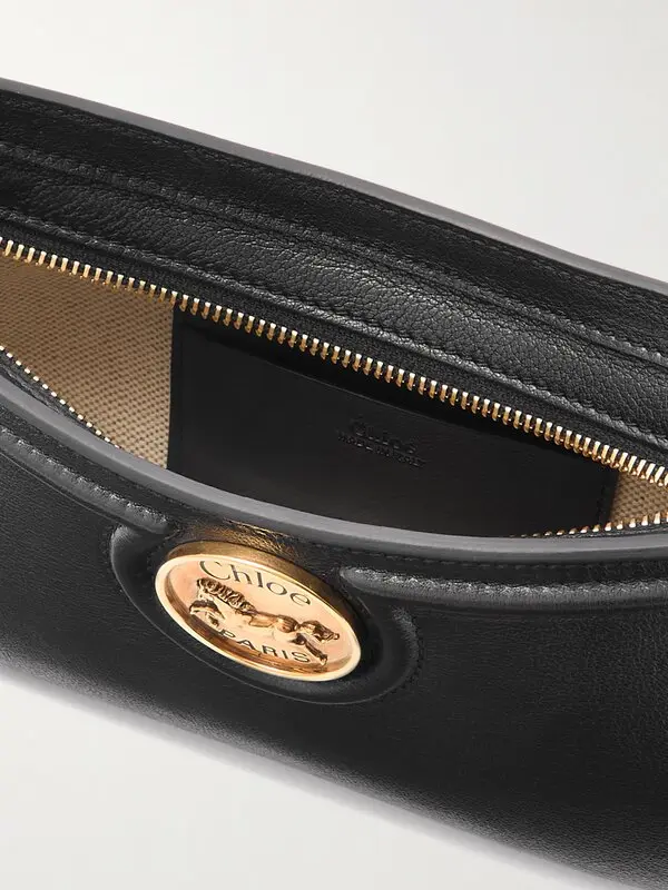 Chloé Textured-leather Shoulder Bag With Horse Medal
