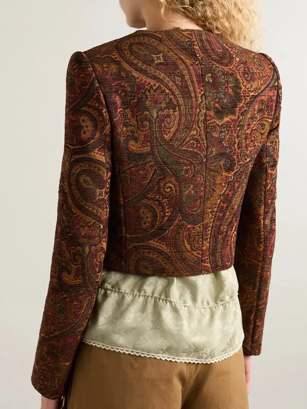 Chloé Jacquard Cropped Jacket - Brown