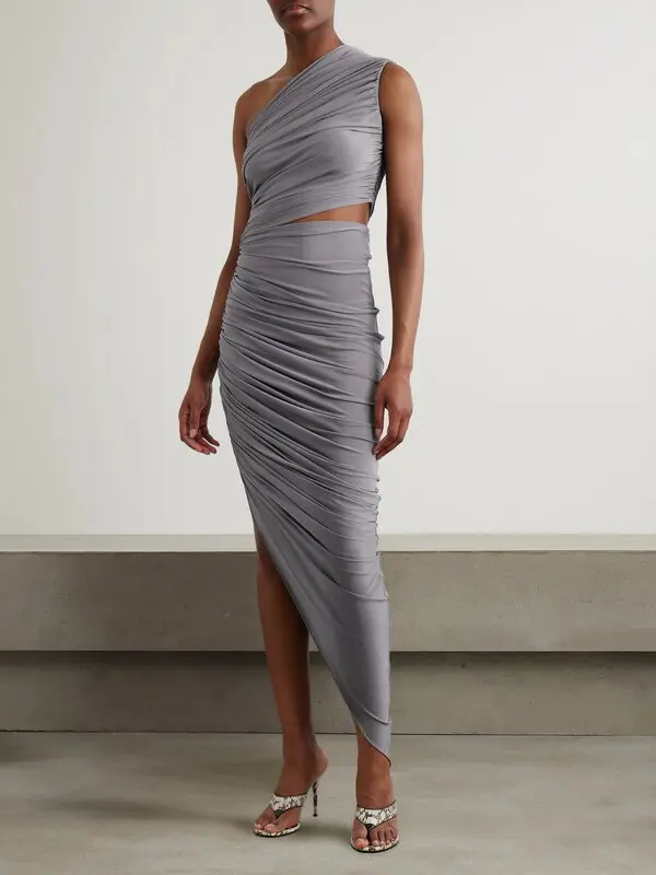 Alaïa One-shoulder Asymmetric Cutout Stretch-jersey Dress - Gray