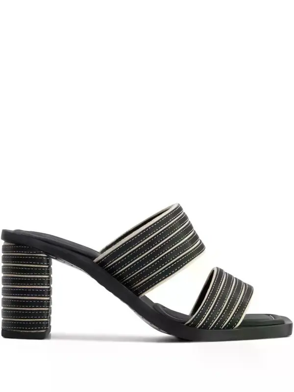 Bernardo 1946 70mm Bari Striped Double Strap Sandals - Black
